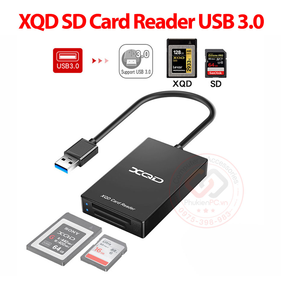 Đầu đọc thẻ XQD SD Card Reader USB 3.0 2 in 1. Đọc thẻ nhớ Sony G/M ...