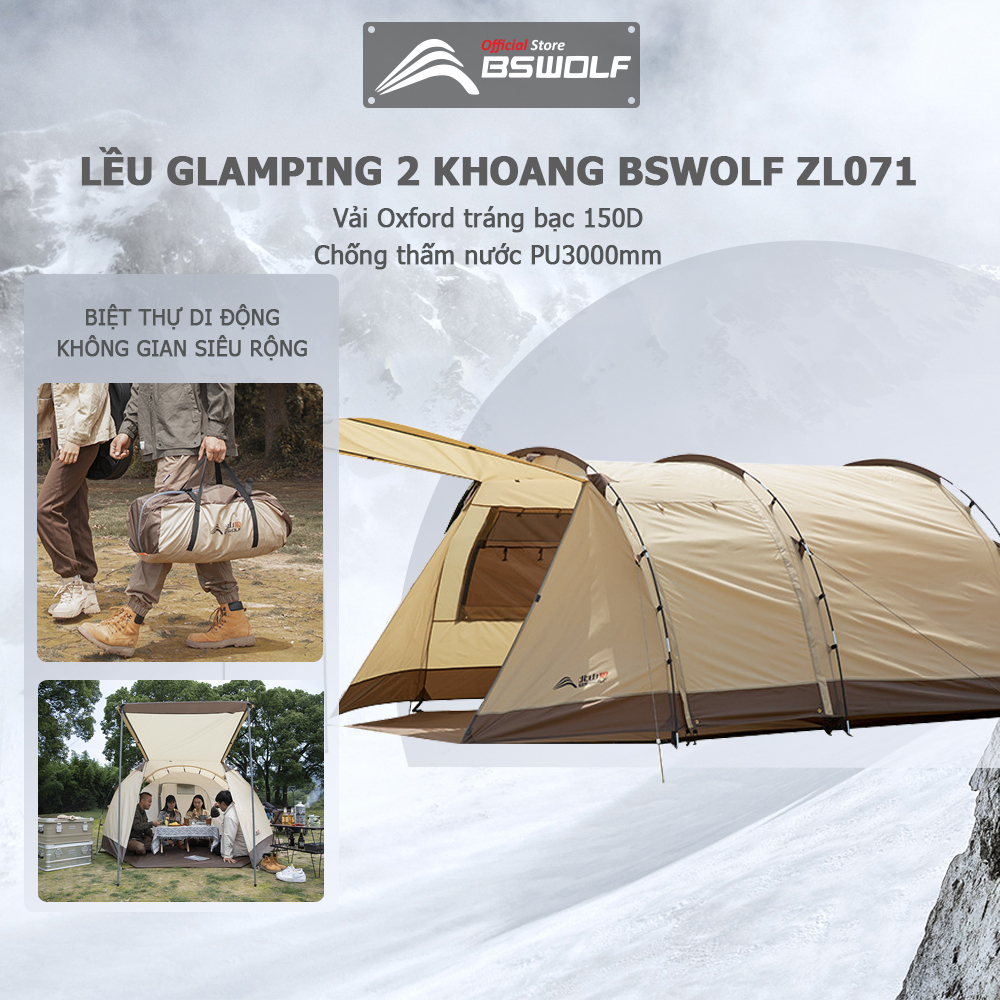 Lều Glamping Lều Cắm Trại BSWOLF-ZL071 Chống Thấm PU3000mm Chống Nắng UPF 30+ Dành Cho 3-4 Người ...