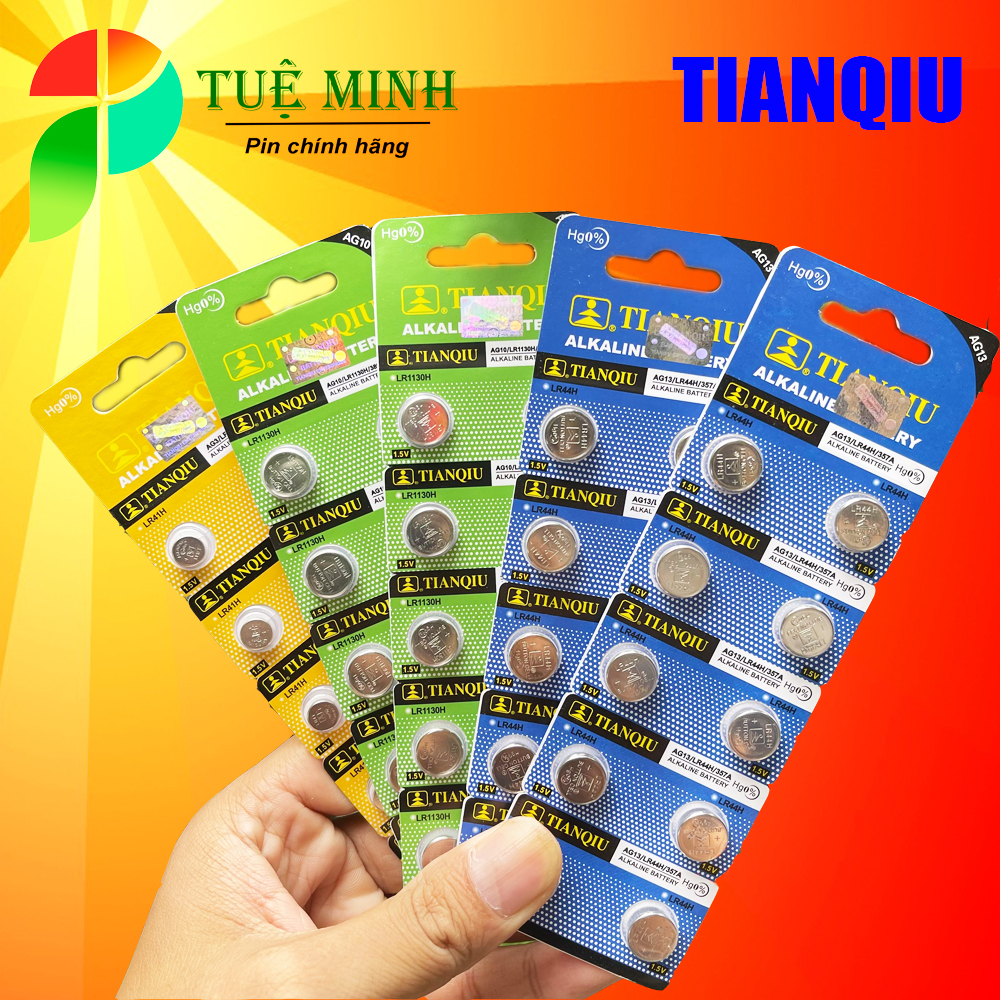VỈ 10 VIÊN Pin AG13 / LR44 / AG10 / LR1130 / AG3 / LR41 1.5V, pin đồ chơi giá rẻ TIANQIU AG10 ...