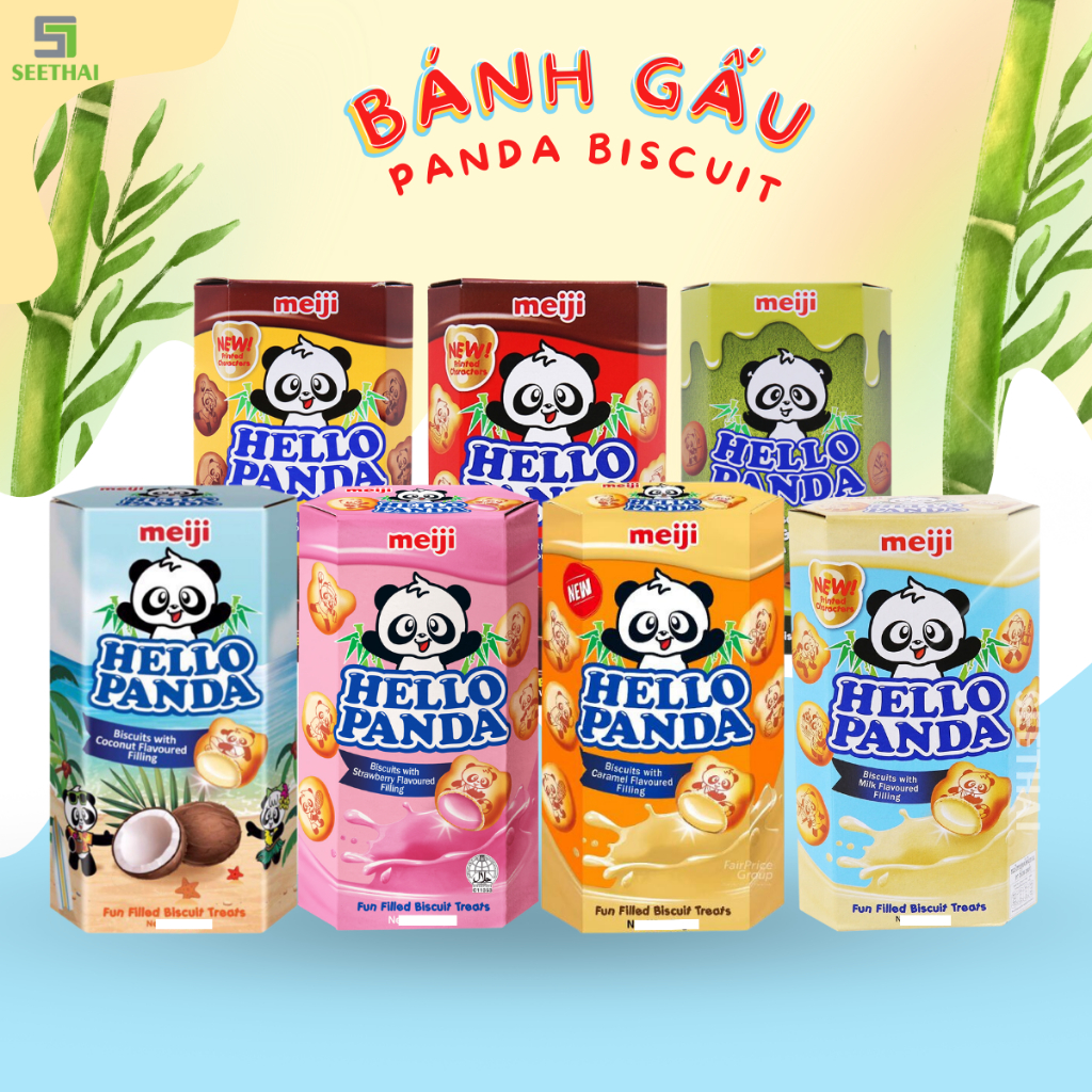 Bánh gấu HELLO PANDA Meiji bánh quy nhân sữa socola - hộp 43gr đồ ăn ...