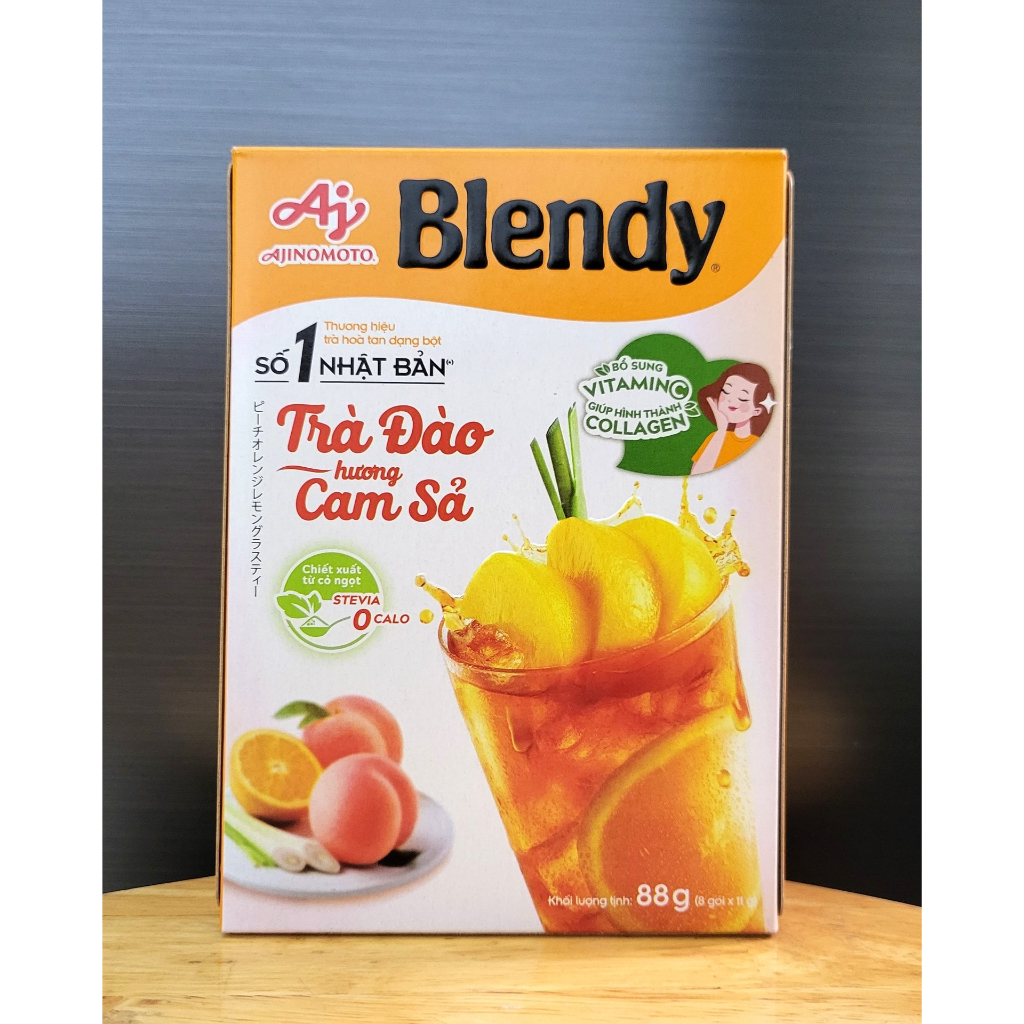 BLENDY - hộp CAM SẢ 88g - TRÀ ĐÀO HƯƠNG CAM SẢ 0 CALO / AJINOMOTO Peach ...