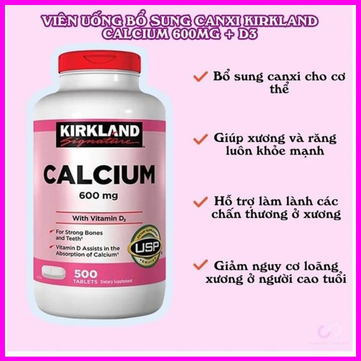500 Viên Uống Bổ Sung Canxi Kirkland Signature Calcium 600mg Vitamin D3 Xách Tay Mỹ Hàng Chính ...