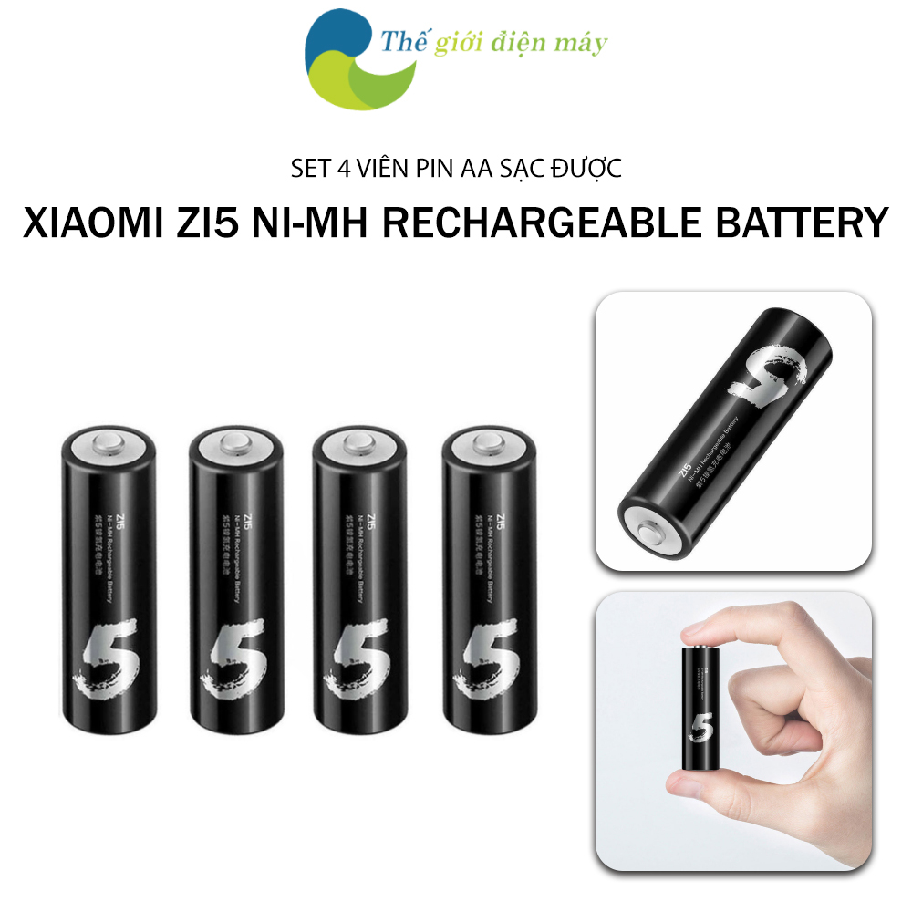 Hộp 4 Pin AA số 5 sạc được Xiaomi ZI5 Ni-MH Rechargeable Battery | Shopee Việt Nam