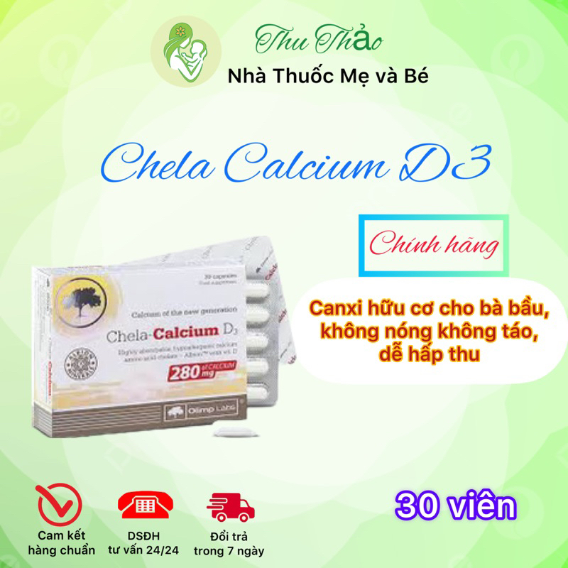 (Chính hãng) Canxi hữu cơ Chela-Calcium D3 cho bà bầu, sau sinh không nóng, không táo hộp 30viên ...