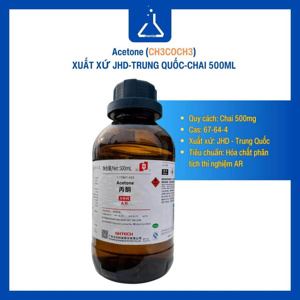 ACETONE (CH3COCH3)-Xuất xứ JHD Trung Quốc-Quy cách chai 500ML | Shopee ...
