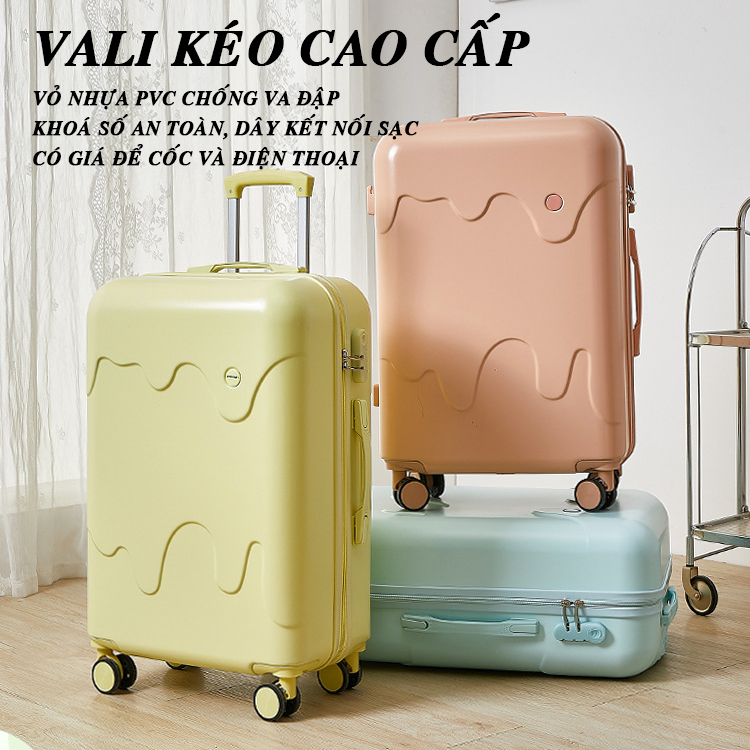 Vali du lịch size cao cấp, khoá kéo vỏ nhựa dẻo chống va đập BẢO HÀNH 5 ...