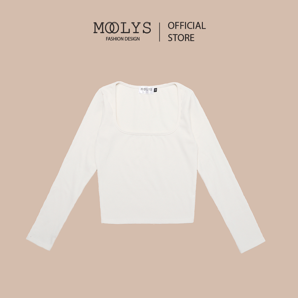 Áo crop top MOOLYS basic, cổ vuông, dài tay MC013 | Shopee Việt Nam