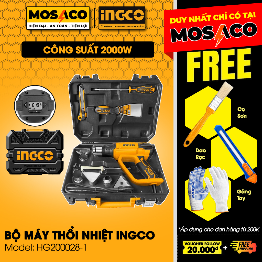 Bộ máy thổi nhiệt INGCO HG200028-1 | Bộ máy khò nhiệt 2000W, Nhiệt độ ...