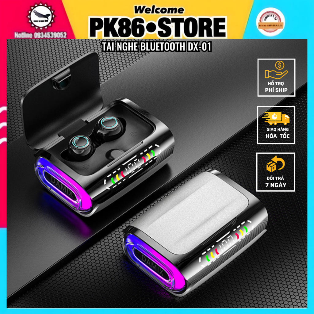 Tai nghe bluetooth không dây DX01 nhét tai phone có mic chơi game ...