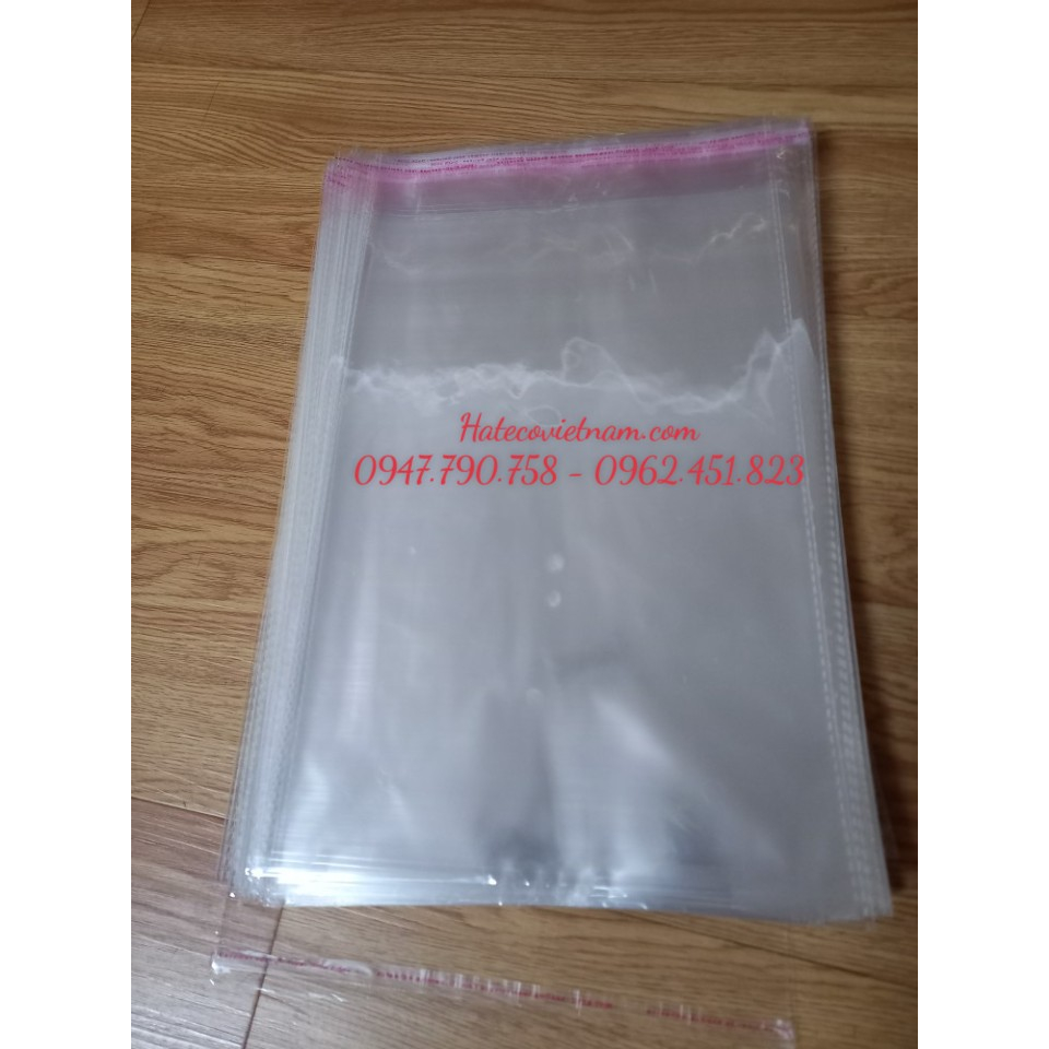 100 chiếc Túi OPP dán miệng sẵn A4 , Túi bóng kính trong suốt có keo dán sẵn đóng hàng quần áo ...