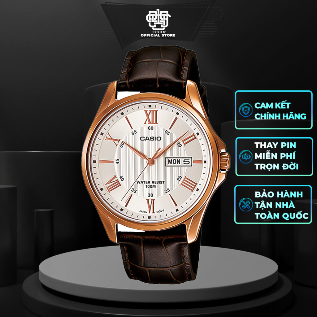 ĐỒNG HỒ NAM DÂY DA MẶT TRÒN CHỐNG NƯỚC CASIO MTP-1384L-7A HÀNG CHÍNH ...
