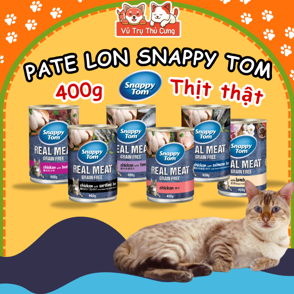Pate lon Snappy Tom Real Fish và Real Meat 400g cho Mèo | Shopee Việt Nam