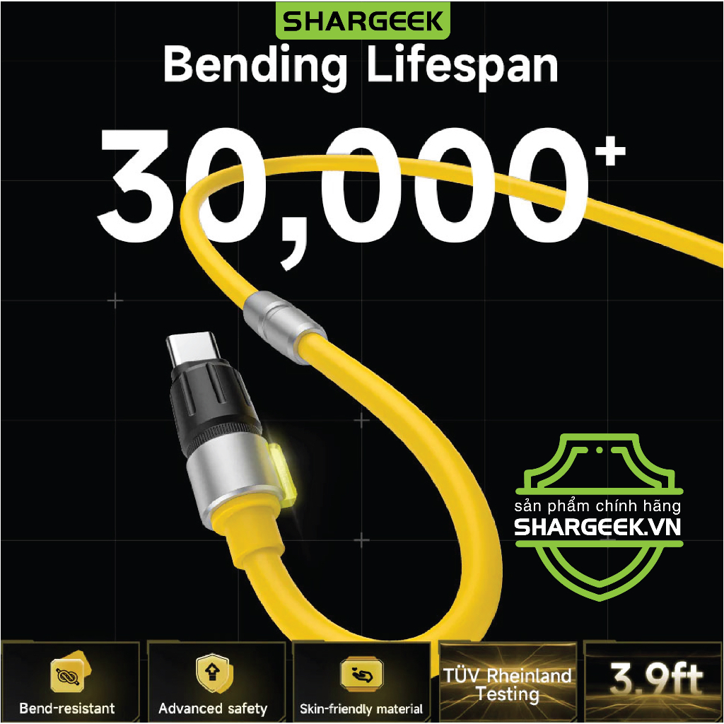 Cáp sạc 240W siêu nhanh SHARGE PHANTOM CtoC (TypeC) | BH 12 tháng | Shopee Việt Nam