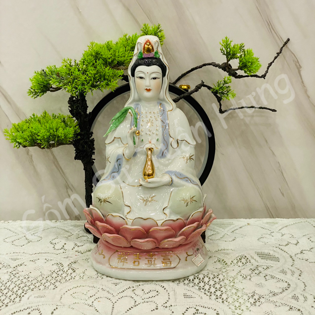 Tượng quan âm,tượng phật quan âm bồ tát ngồi đài sen sứ nhập khẩu ...