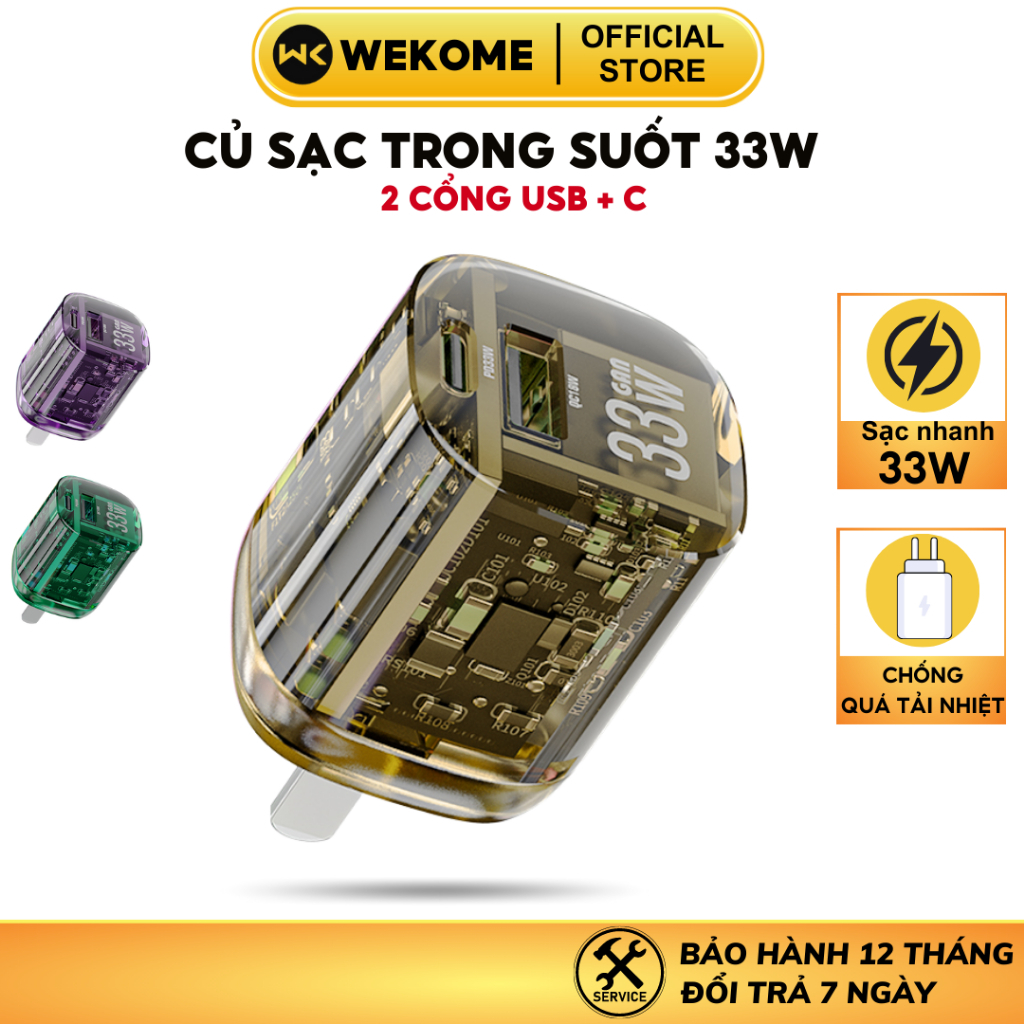 Cóc Sạc Nhanh 33W Wekome WP-U115 PD QC3.0 (1 Cổng Usb, 1 Cổng Type-C ...