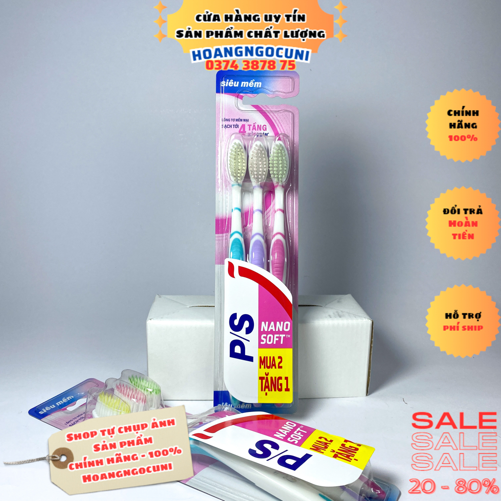 Bàn chải đánh răng P/S lông tơ mềm mại nano soft x3, Mua 2 cây tặng 1 ...