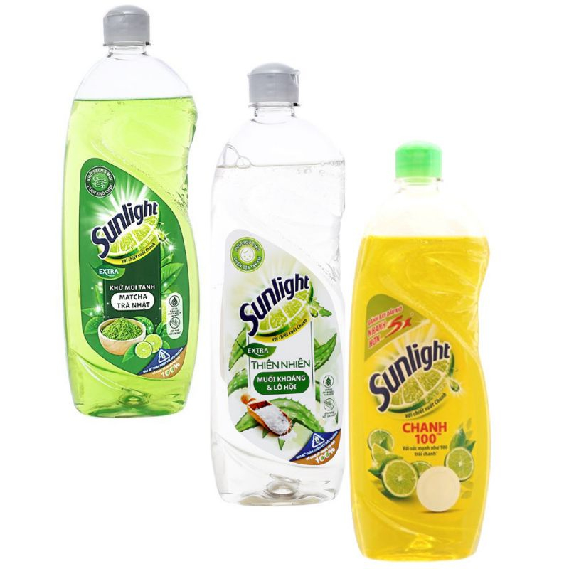 Nước rửa chén sunlight chanh 100, sunlight matcha trà nhật chai 750ml ...