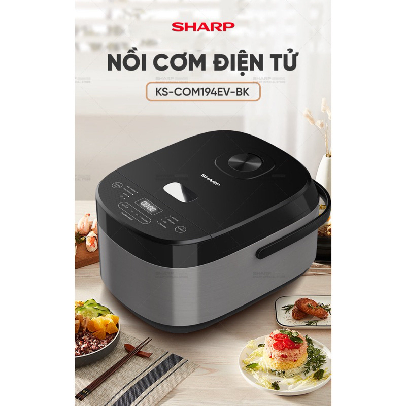 Nồi cơm điện tử Sharp 1.8 lít KS-COM194EV-BK hàng mới 100% chính hãng ...