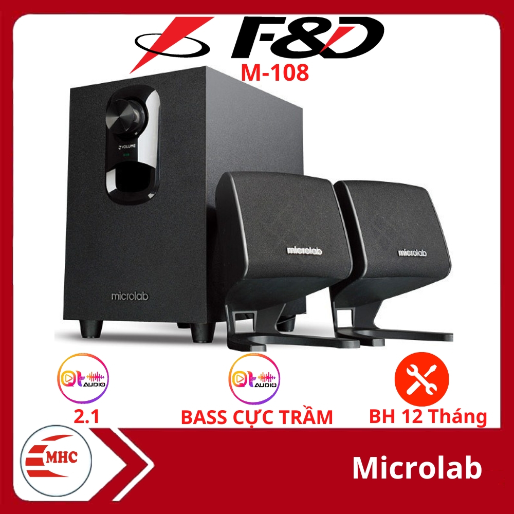 Loa máy vi tính 2.1 Microlab M108- Bass trầm ấm, Công suất 11W, nút chỉnh âm và bass riêng, Bh ...