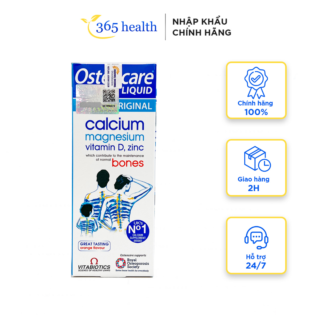 Siro Chắc Khỏe Xương Vitabiotics OSTEOCARE Vị Cam Bạc Hà Tự Nhiên Dễ Uống, Bổ Sung Canxi Và ...