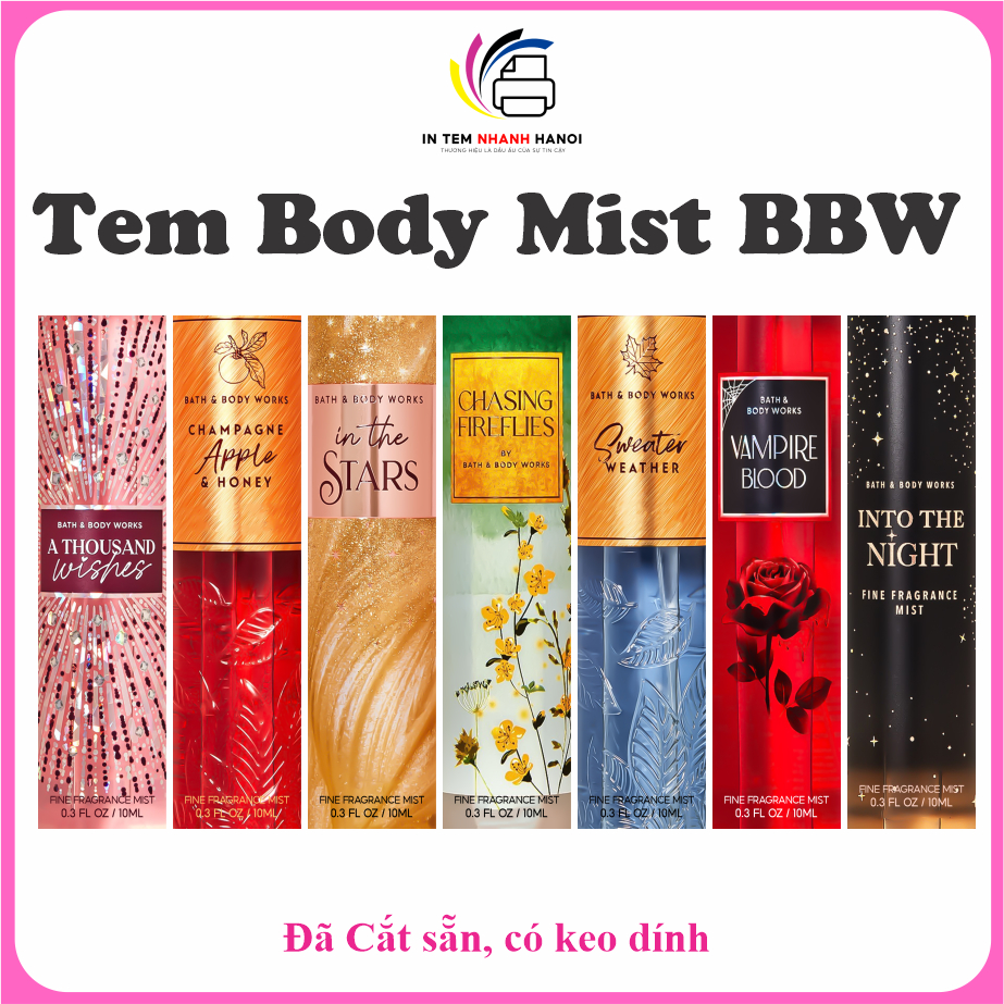 Tem chiết body mist Bath and body works - Dán chai chiết tròn 10ml - Đã ...