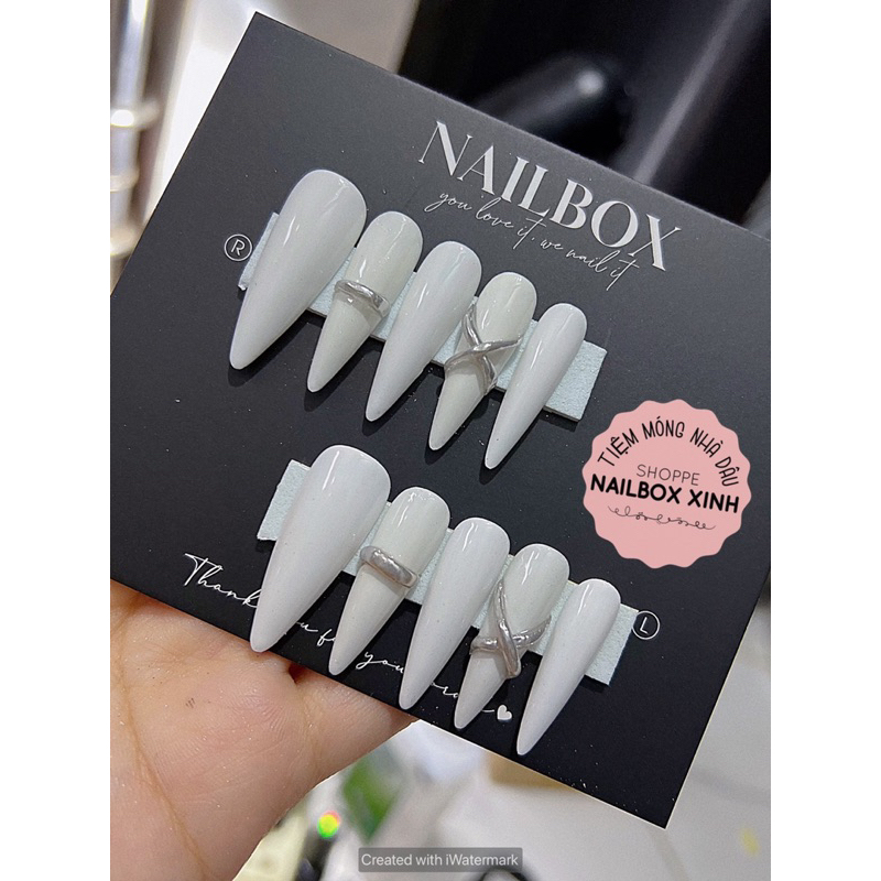 bộ móng trắng bón tab nổi siêu sang (( SP CHỤP THẬT CỦA SHOP - CÓ ĐỔI ...