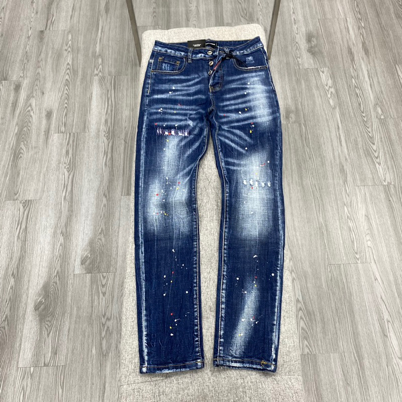 Quần DSQ2 Jean Xanh Vẩy Sơn Phối Lá Đỏ Quần Bò DSQUARED Vẩy Sơn Xanh ...