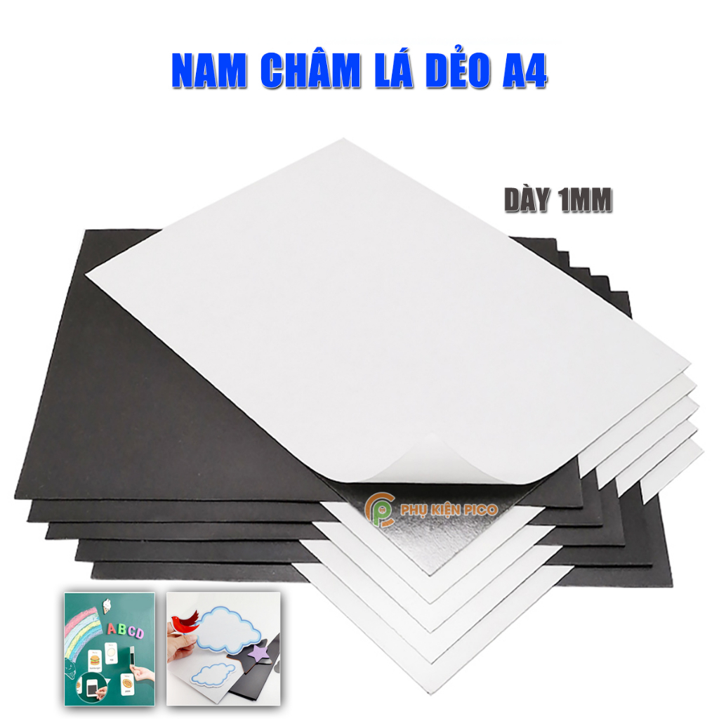 Nam châm lá dẻo A4 có keo dán decal làm giáo cụ dạy học bảng tên, ghi thông tin lên bảng từ, tủ ...