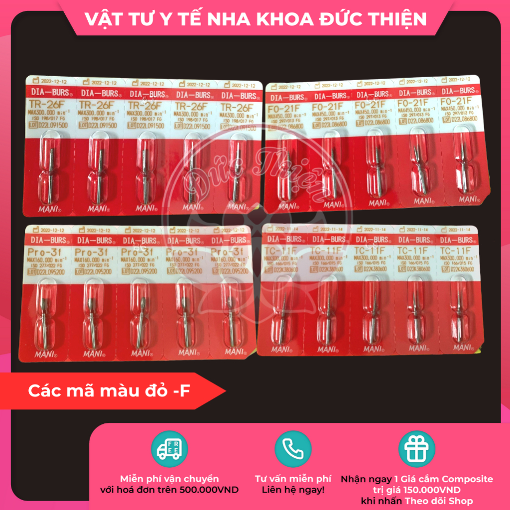 [2/2 Mã màu đỏ] Mũi khoan Mani Nhật đỏ (Mã MI_PRO_RS_TC_TF_TR_WR ...