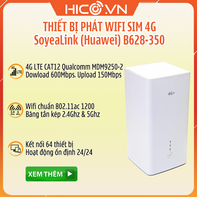 Bộ Phát Wifi 3G 4G SoyeaLink (Huawei) B628 Tốc độ 4G LTE 600Mbps Wifi ...