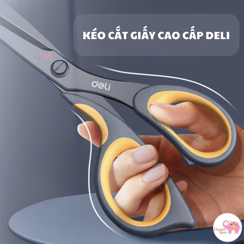 Kéo cắt giấy cao cấp Deli, lưỡi kéo chống dính | Shopee Việt Nam