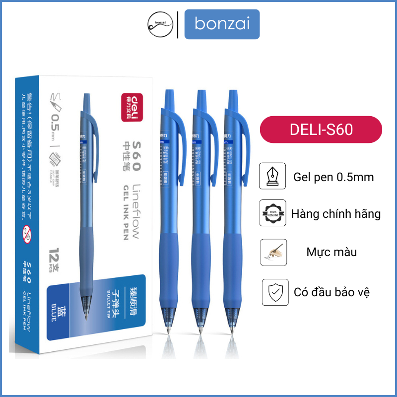 Bút gel Deli S60 vỏ nhiều màu ngòi 0,5mm (Hàng Chính Hãng) | Shopee ...