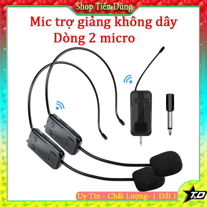 Mic không dây máy trợ giảng có 2 micro dùng sóng 2.4G dễ dàng kết nối ...