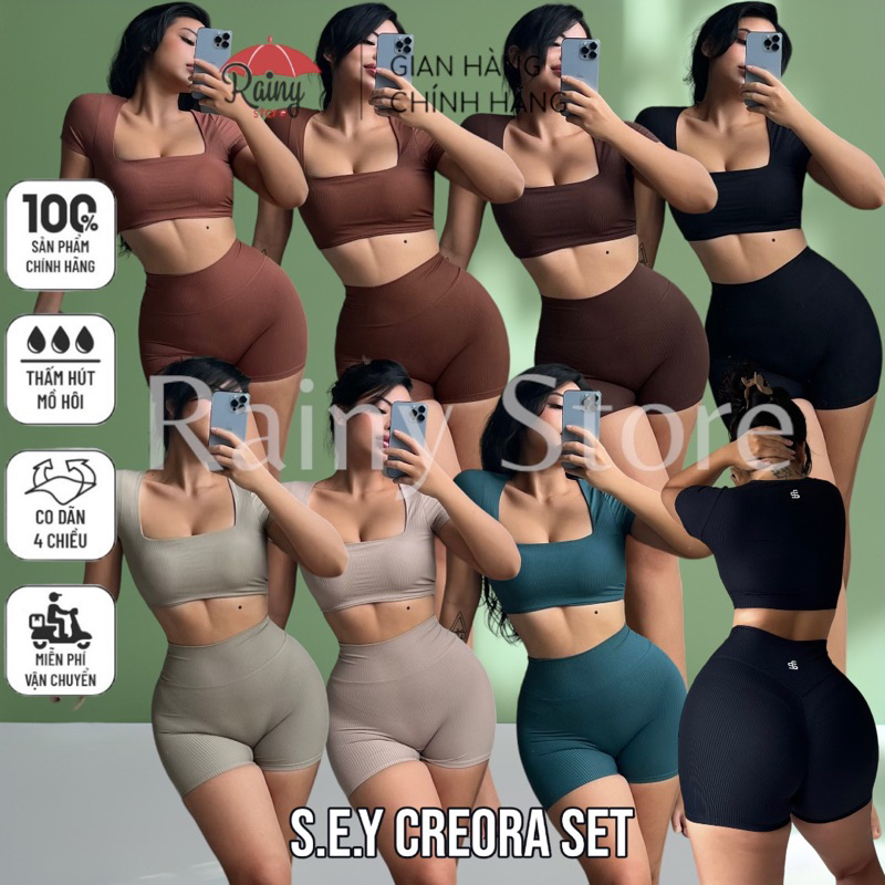 [ SEY Set ] Bộ đồ tập gym Sofit Creora Cộc Đùi/ quần dài lẻ chất dệt tăm, áo có mút đệm sẵn ...
