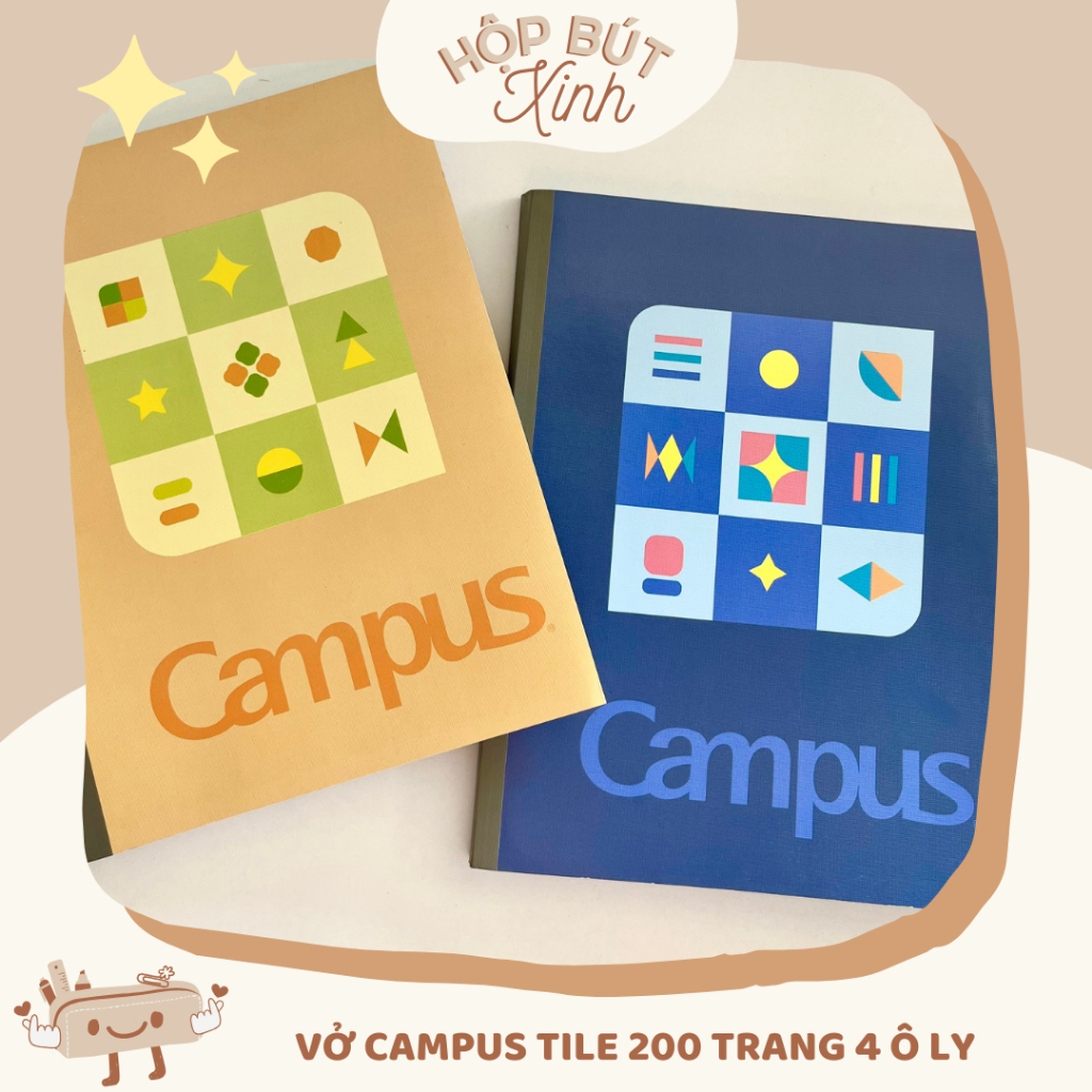 TẬP VỞ GHI CHÉP CAMPUS TILE SIZE A5 200 TRANG 4 Ô LY | Shopee Việt Nam
