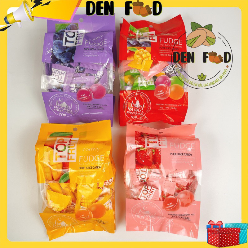 Kẹo Dẻo Trái Cây Top Fruit Xoài, Nho, Dâu, Mix 4 vị Coowy- Gói 320gr ...