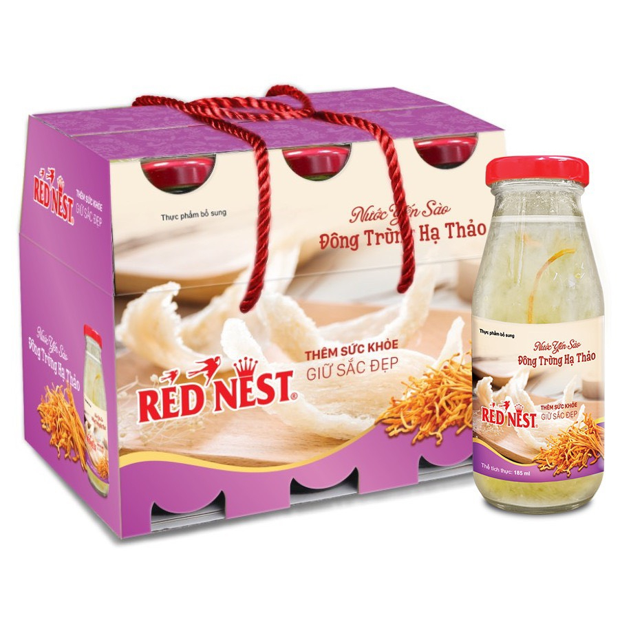 Lốc Nước Yến Sào Red Nest - Đông trùng hạ thảo (6 Chai*185ml) | Shopee ...