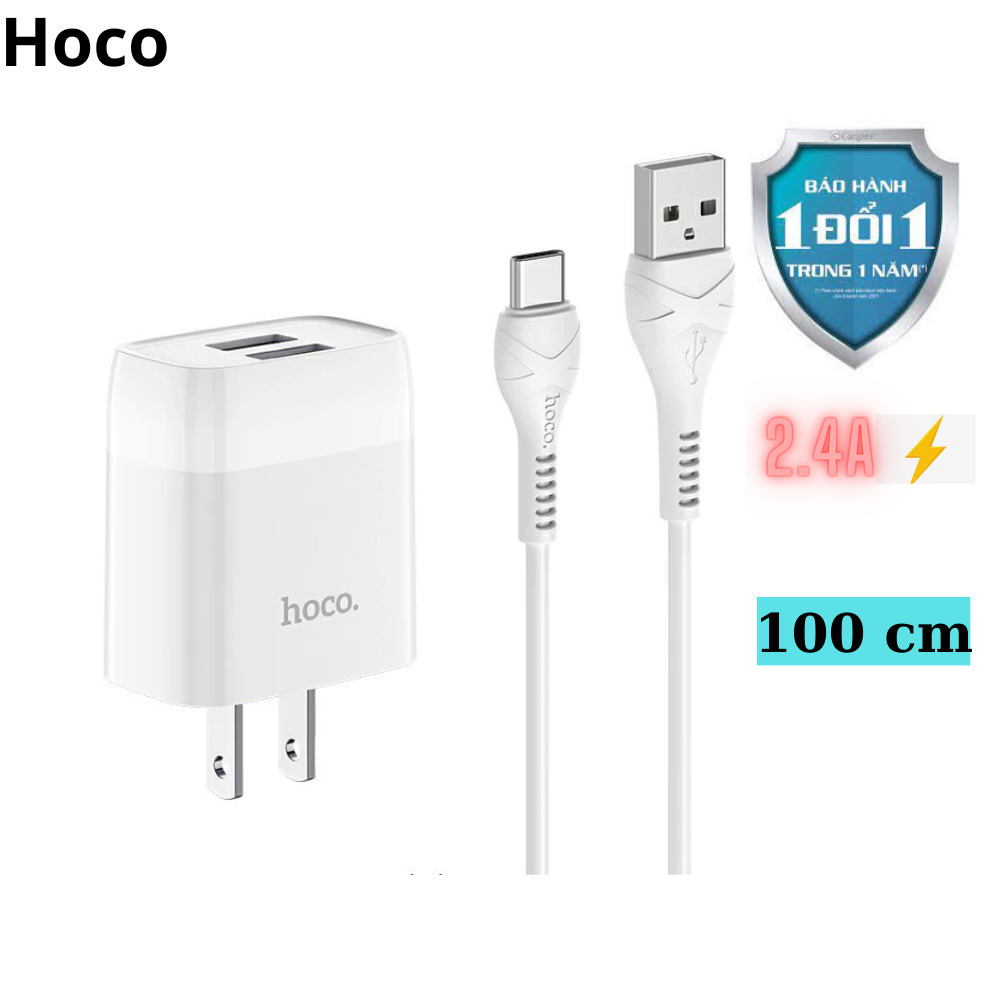 Bộ Sạc Nhanh Hoco C73 2.4A kèm dây sạc dài 1m - Chính hãng | Shopee ...