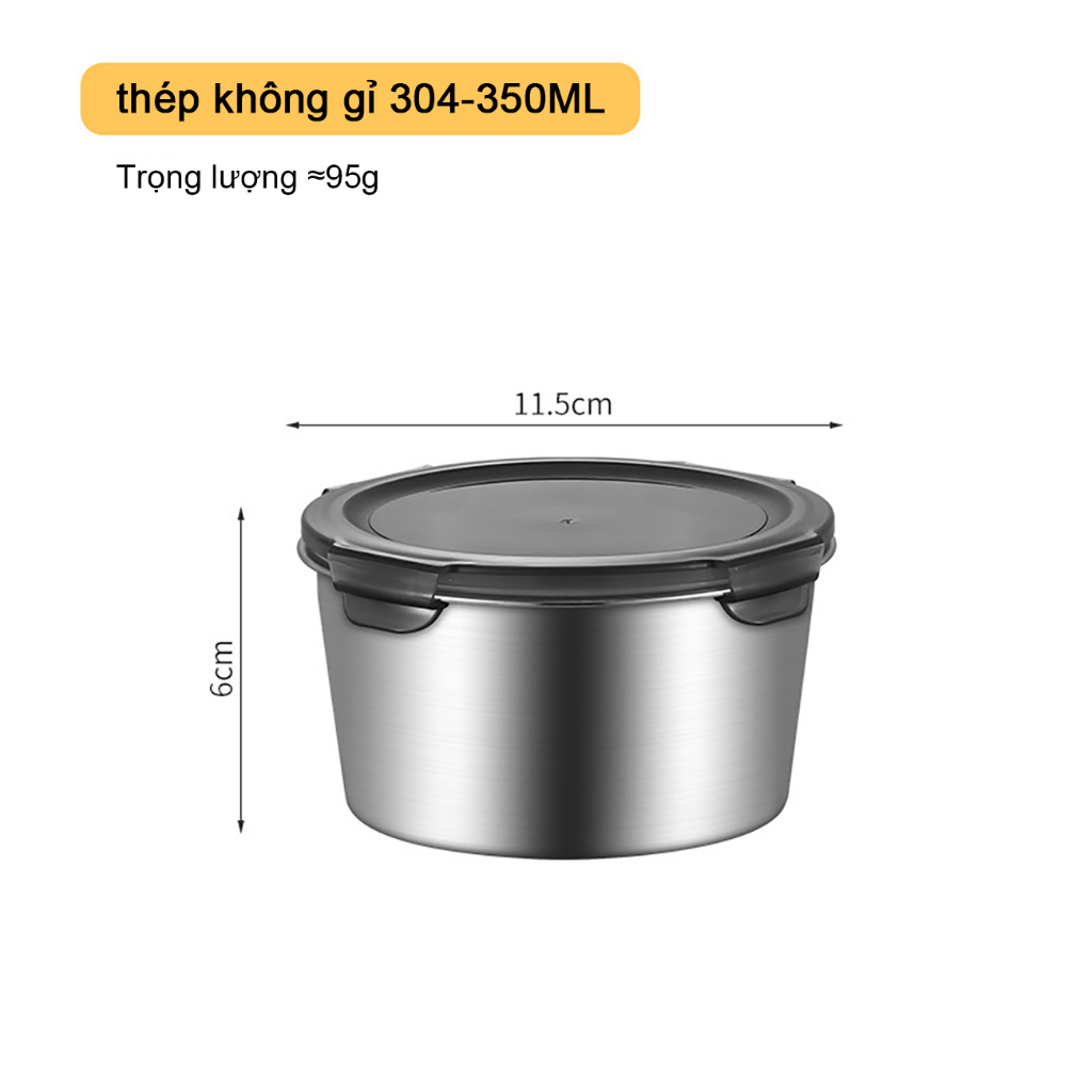 Hộp đựng thực phẩm inox 304 Hộp đựng cơm trưa Thố lạnh có lắp nhựa 4 kích thước 350ml/600ml ...