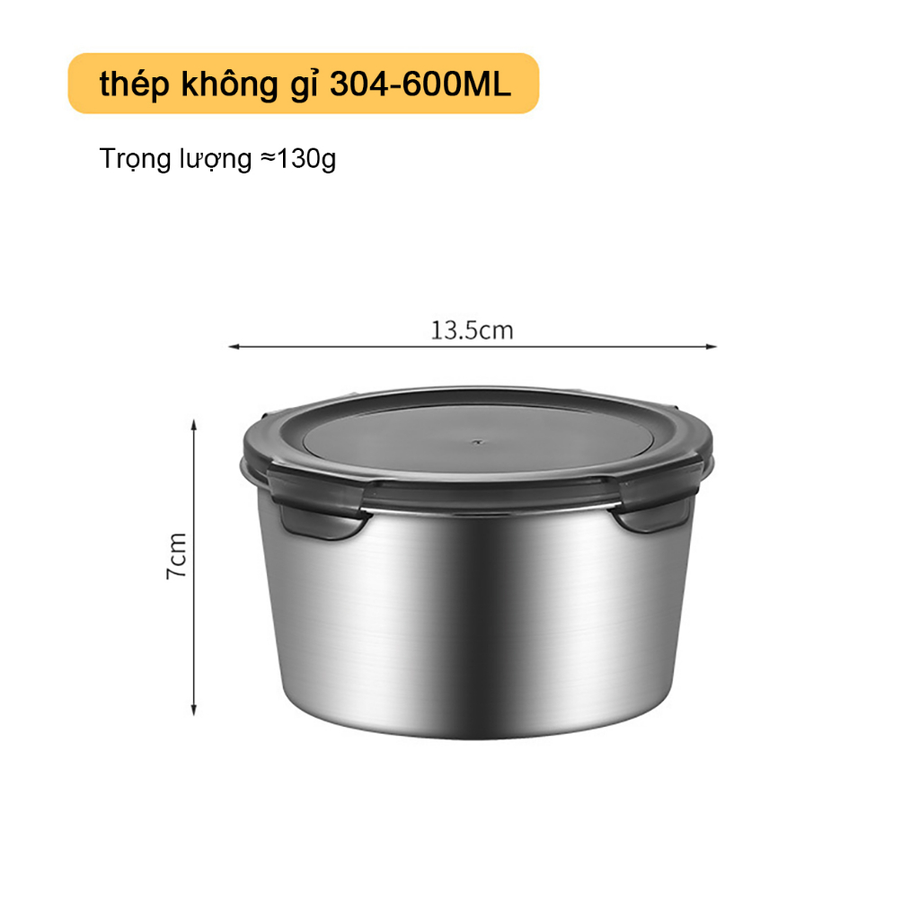 Hộp đựng thực phẩm inox 304 Hộp đựng cơm trưa Thố lạnh có lắp nhựa 4 kích thước 350ml/600ml ...