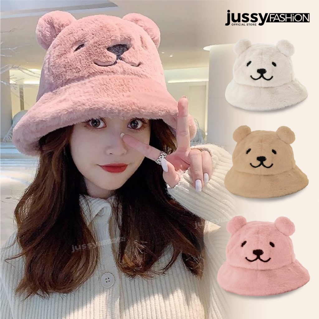 Nón Bucket Lông Hình Mặt Gấu Dễ Thương JML07 M C MR & MRS CAP Mũ Len ...