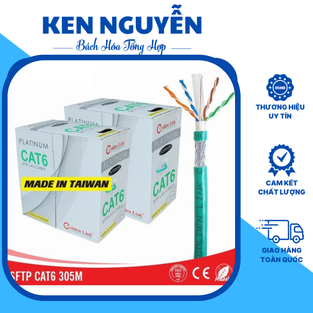 Cáp mạng Golden Link SFTP CAT6 Chống Nhiễu Bấm sãn 2 đầu 10M, 15M, 25M, 35M, 50M | Shopee Việt Nam