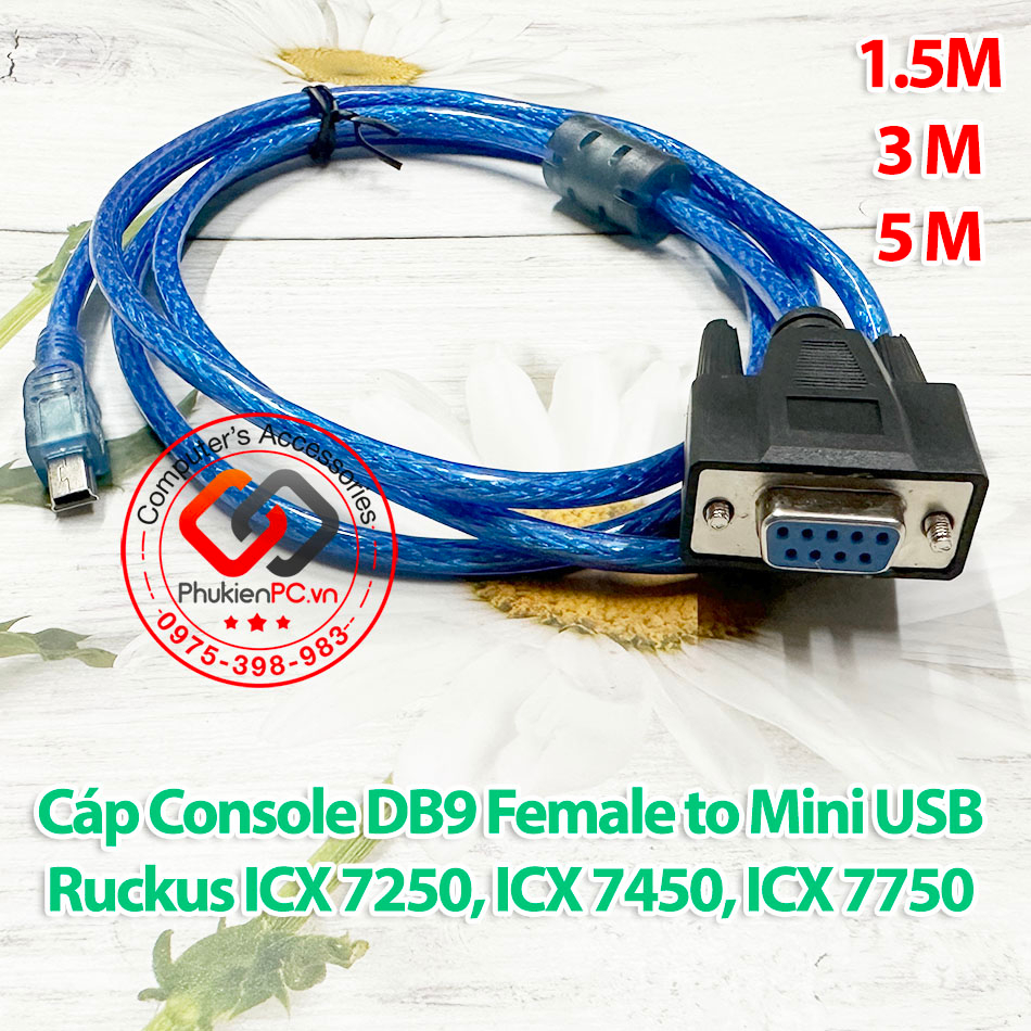 Cáp console DB9 Female sang Mini USB 5Pin 1.5M, 3M, 5M Sử dụng lập ...
