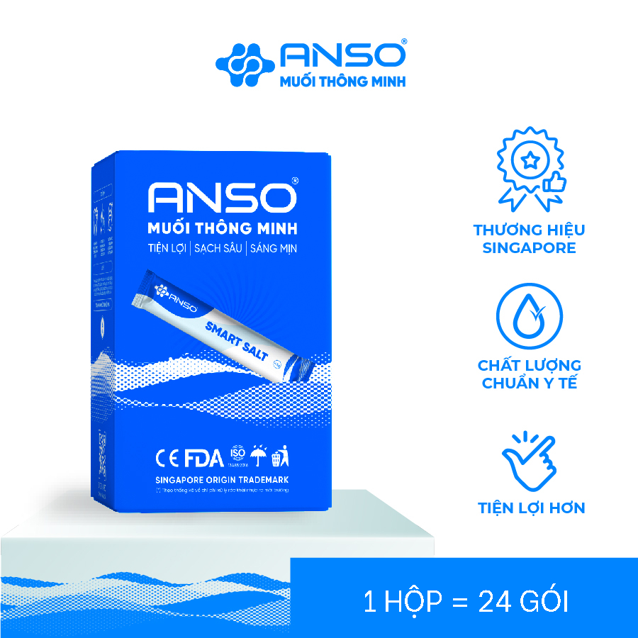 Nước Muối Sinh Lý ANSO Dạng Gói Dùng Súc Miệng Nhỏ Giảm Viêm Xoang ...