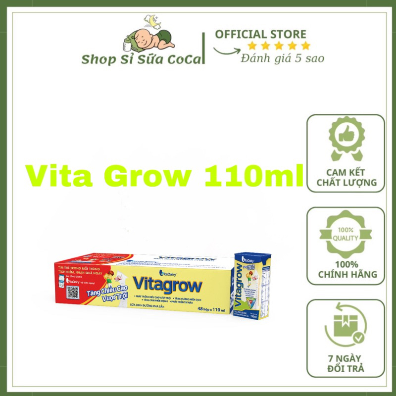 [Thẻ vòng quay]Sữa pha sẵn Vita Grow 110ml - Vitadairy 48 hộp | Shopee ...