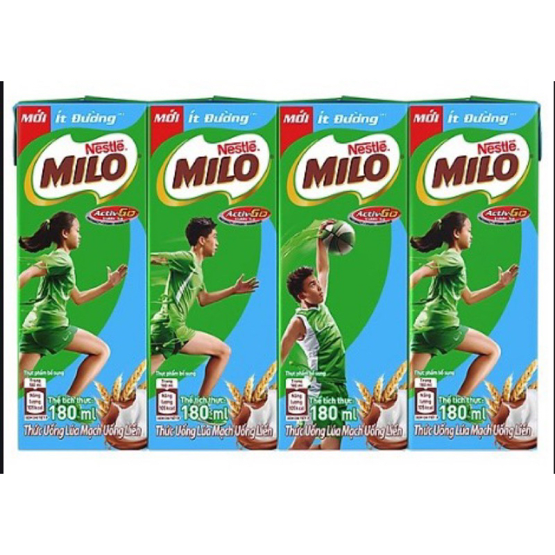 LỐC 4 HỘP MILO ÍT ĐƯỜNG, CÓ ĐƯỜNG 180ml. NẮP VẶN 210ml | Shopee Việt Nam