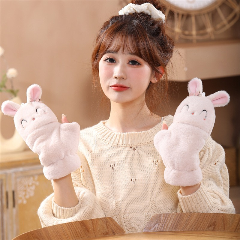 GĂNG TAY CHẤT BÔNG HÌNH CON THỎ NGỦ GẬT TAI HỒNG MÙA ĐÔNG | Shopee Việt Nam