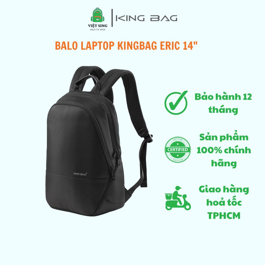 Balo laptop 14” KINGBAG ERIC mỏng nhẹ, phong cách mới, trượt nước, có ...