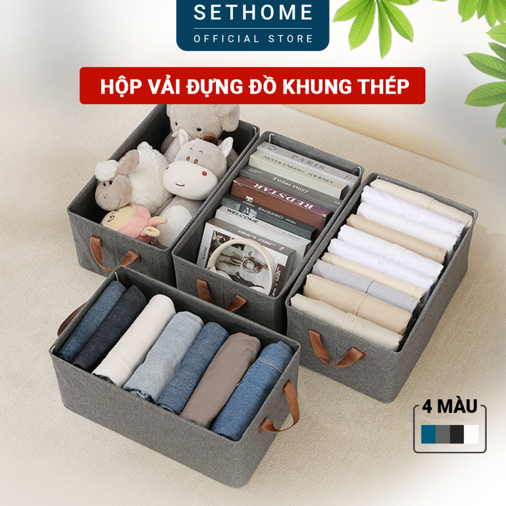 Hộp vải khung thép SETHOME đa năng đựng quần áo sách vở đồ chơi | Shopee Việt Nam