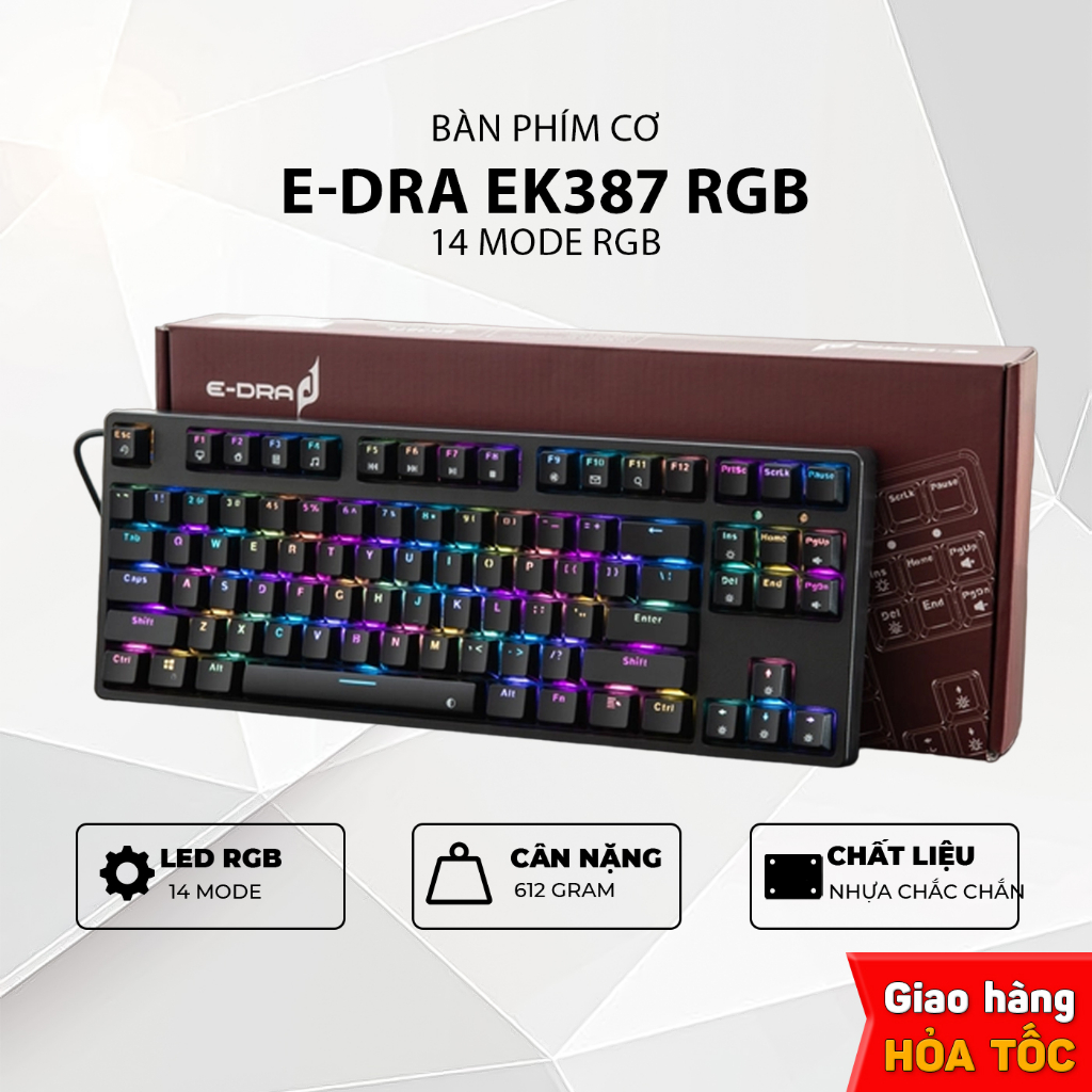 Bàn phím cơ Gaming Edra EK387L RGB LED (Blue /Brown /Red E-dra Switch ...